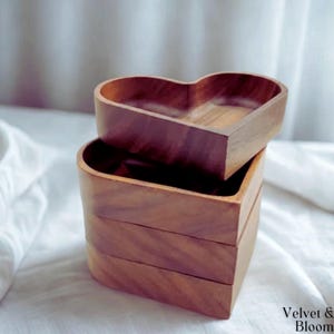 Heart Shaped Wooden Serving Tray – Walnut Dessert Plate Candy Dish for ...