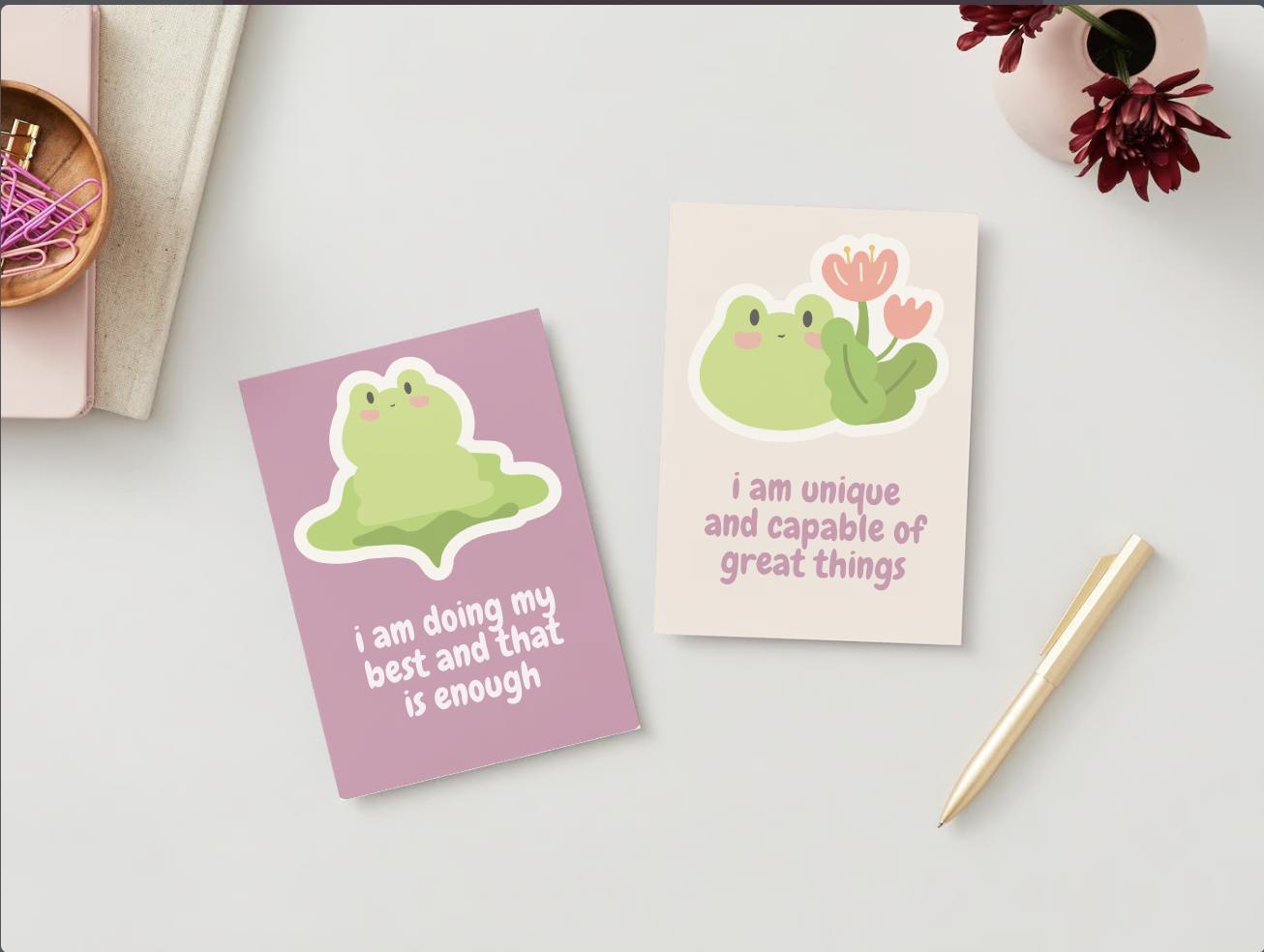 Frog Affirmation Flashcards: Self-compassion & Well-being (PDF) - Etsy