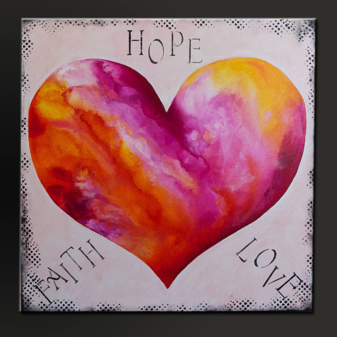 Hope Faith Love - 36x36 - Large Abstract Painting - Contemporary Wall ...