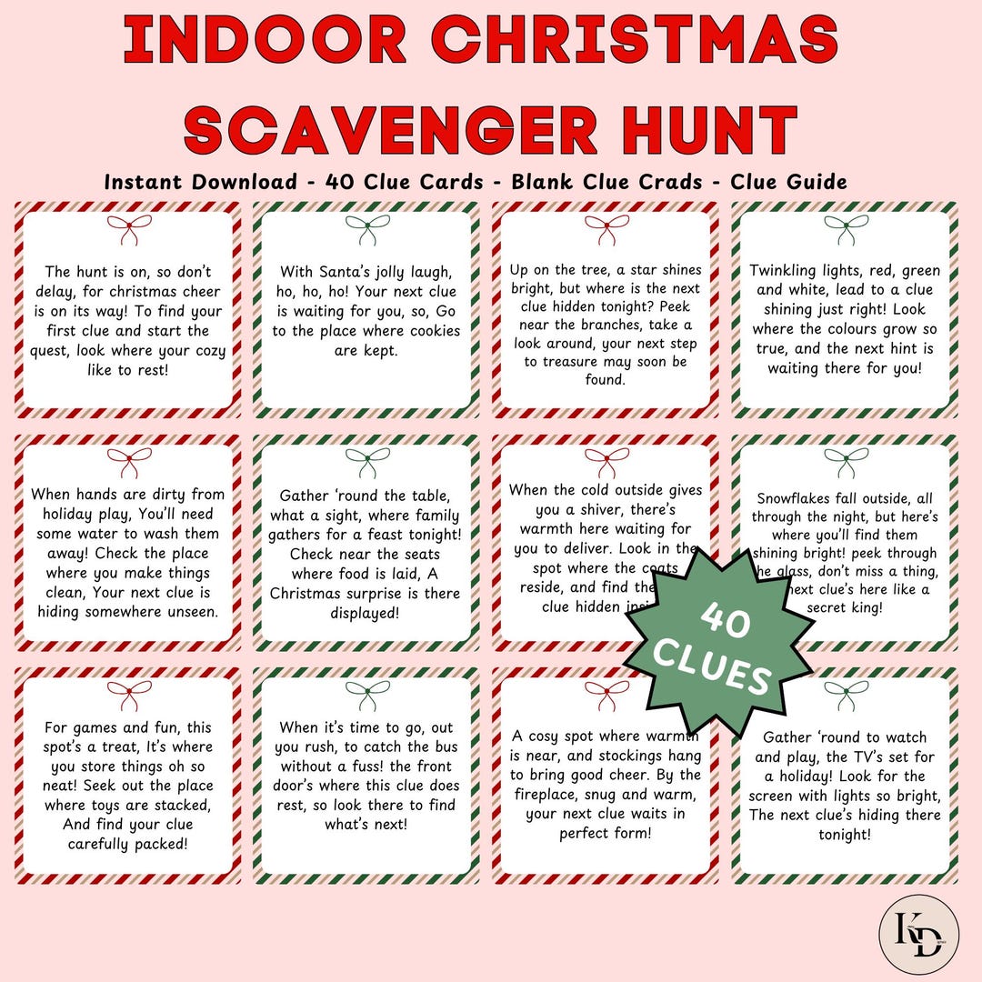 Christmas Scavenger Hunt for Kids, Christmas Activities for Teens ...