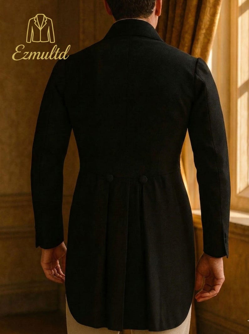 Regency Men's Wool Tailcoat: Bridgerton, Mr. Darcy Victorian Historical ...
