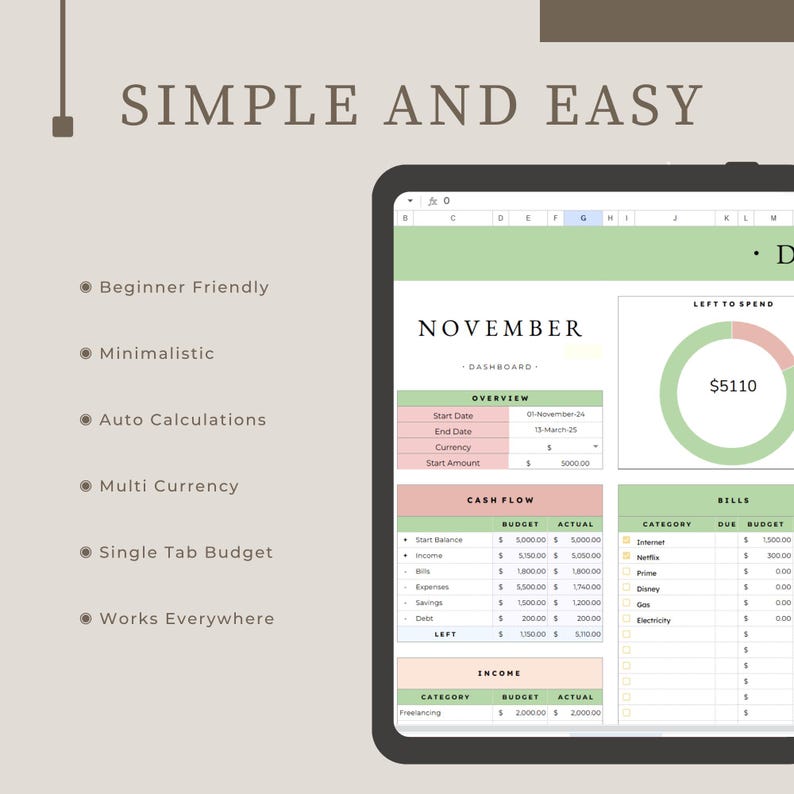 Excel Monthly Budget Template, Google Sheets Budget Planner Template ...