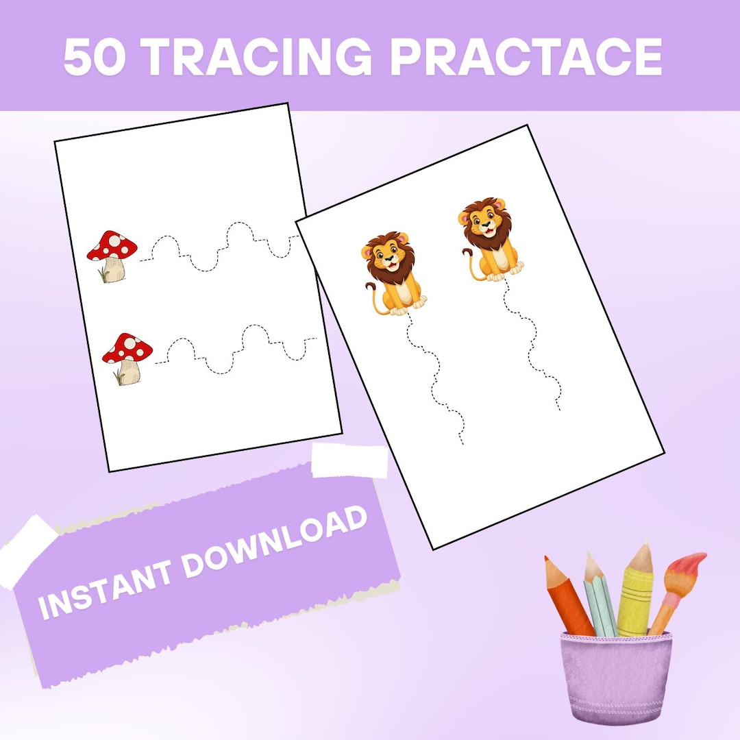 50 Preschool Line Tracing Worksheets Bundle, Printable PDF, Toddler ...