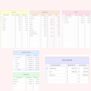 Monthly Budget Spreadsheet | Rainbow Palette | Simple Annual Budget ...