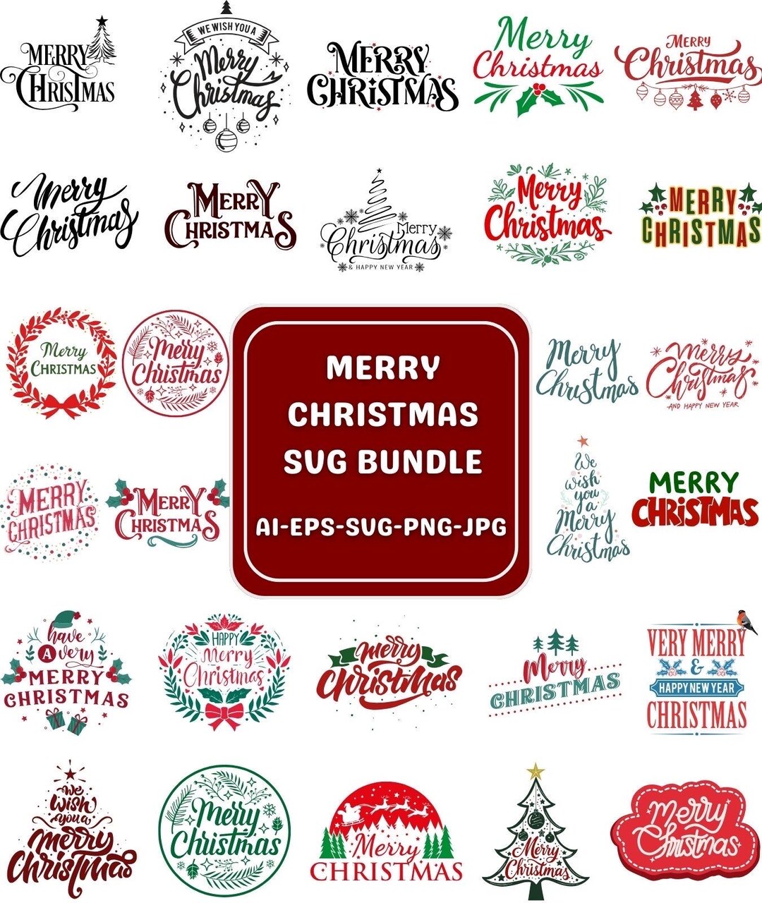 Merry Christmas SVG Bundle , Merry Christmas Saying Svg , Merry ...