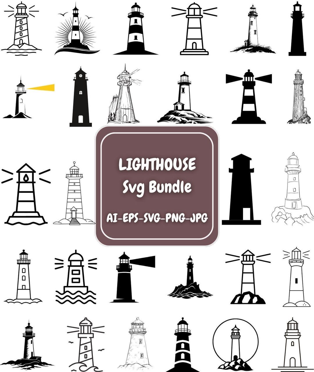 Lighthouse SVG Bundle, Lighthouse Clipart, Ocean Svg, Nautical Svg, Eps ...