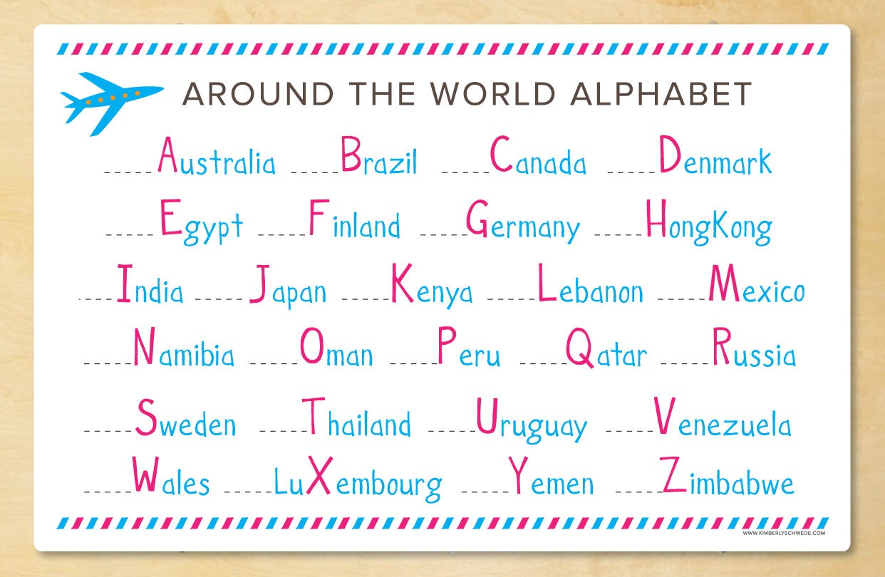 Kids Around the World Alphabet 2-sided Placemat - Etsy
