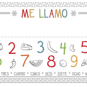 Kids Spanish Number and Food Chart Placemat - Etsy