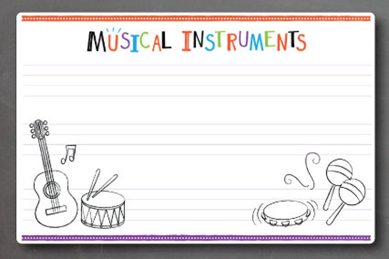 Musical Instruments Placemat in Spanish OR French - Etsy