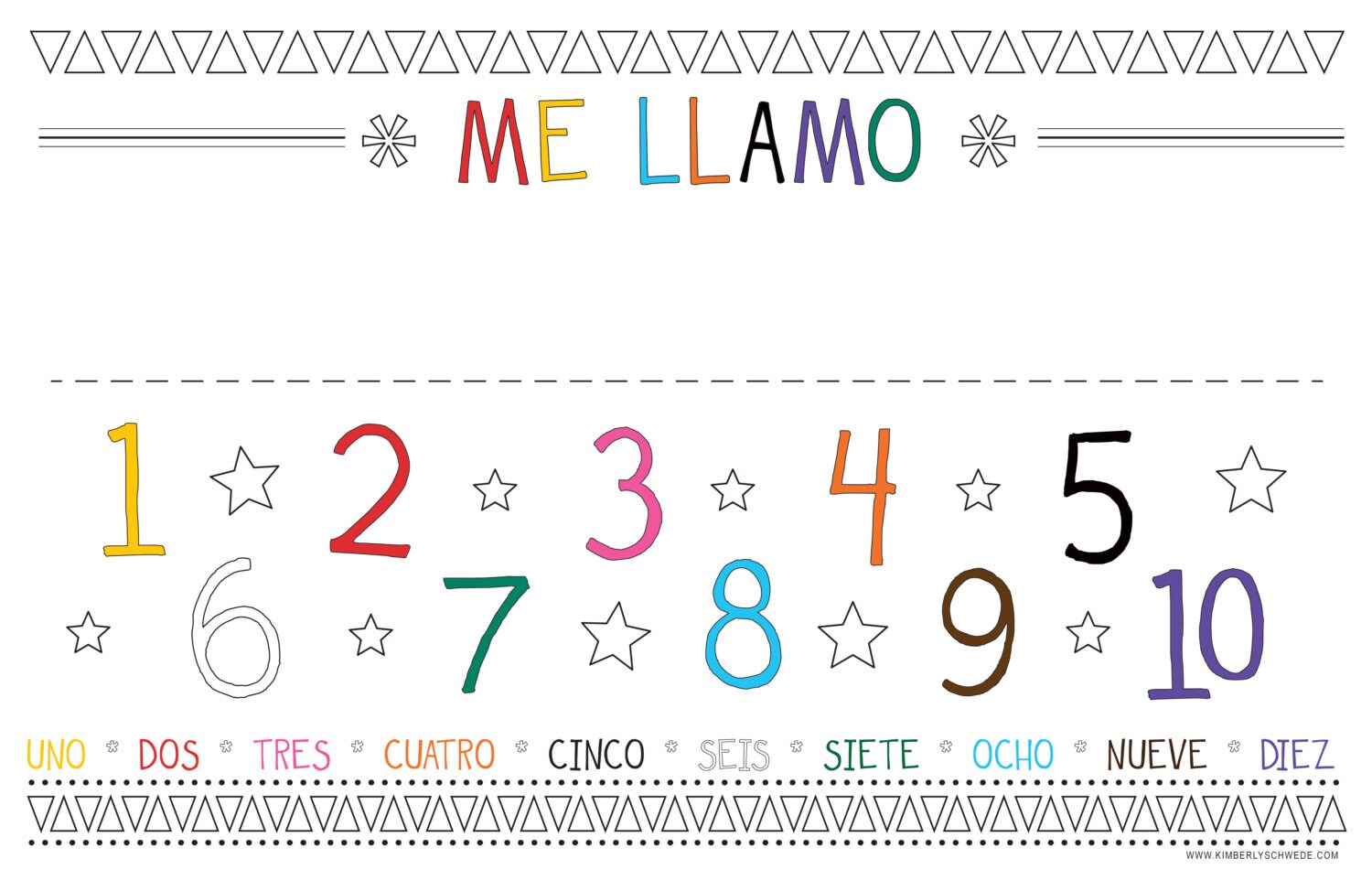 Kids Spanish Number and Color Chart Placemat - Etsy