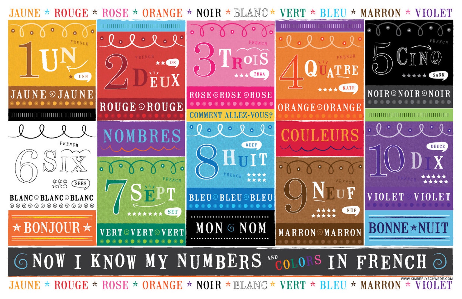 Kids French Number and Color Chart Placemat - Etsy