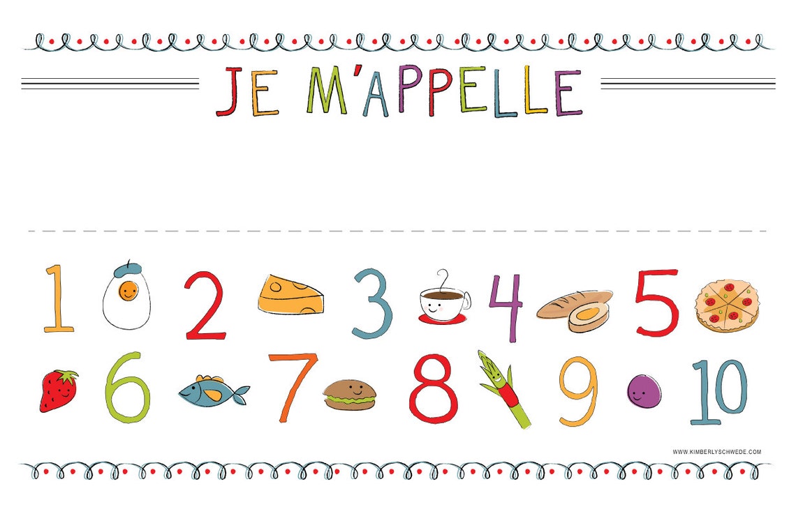 Kids French Number and Food Chart Placemat - Etsy