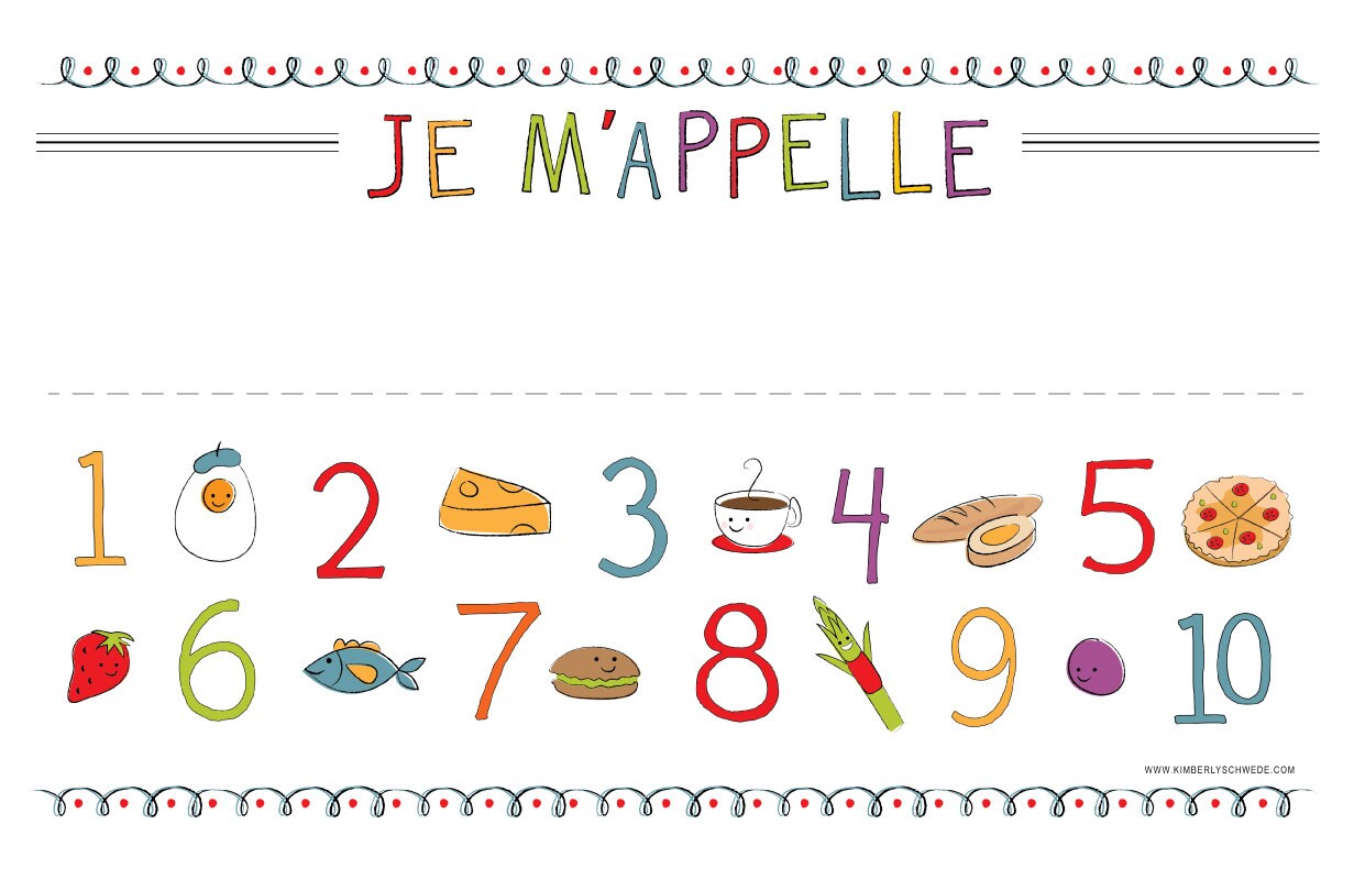 Kids French Number and Food Chart Placemat - Etsy