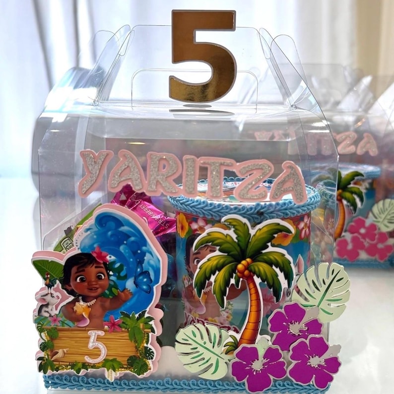 Moana Party Favor Boxes – Tropical Birthday Treat Boxes, Moana Goodie ...