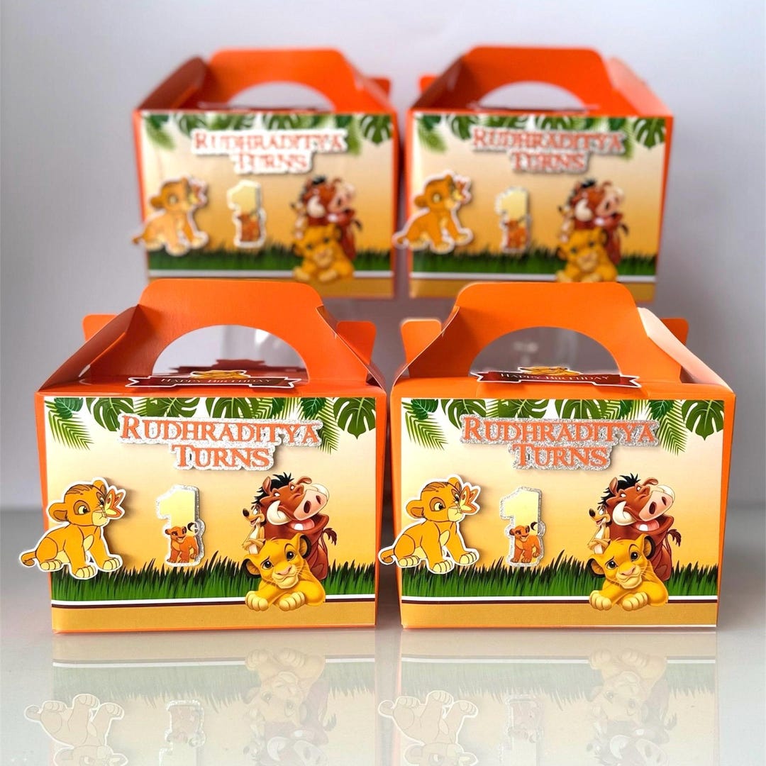 Simba Party Favor Boxes – Lion King Birthday Treat Boxes, Jungle Safari ...