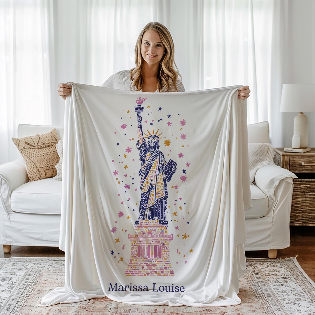 Personalized Statue of Liberty Plush Blanket for Girls New York City ...