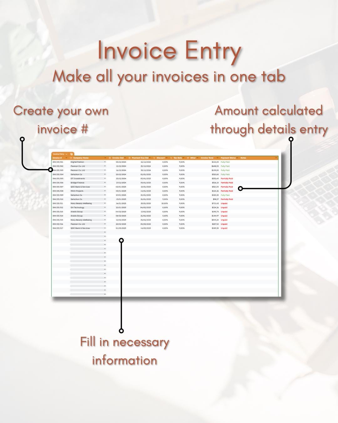 Professional Invoice Tracker Invoice Generator Google Sheets Simple ...