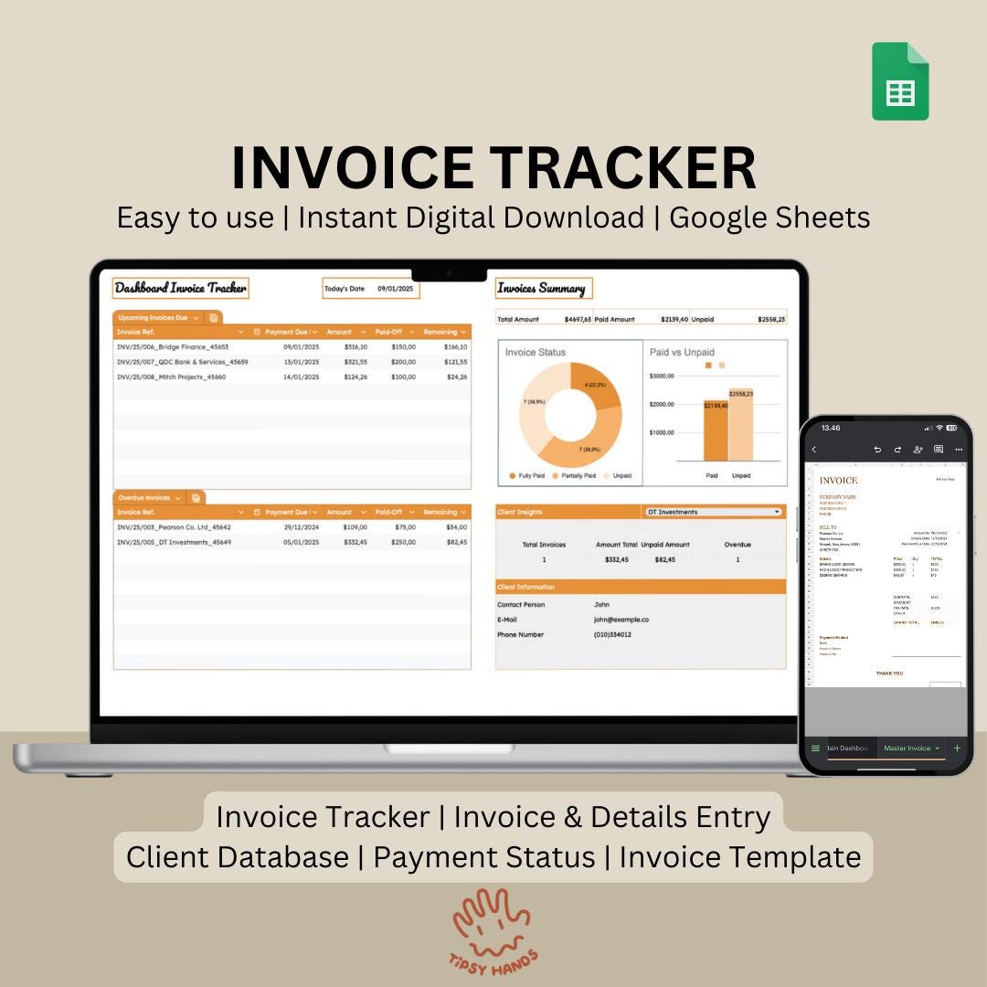 Invoice Tracker for Google Sheets Invoice Generator With Invoice ...