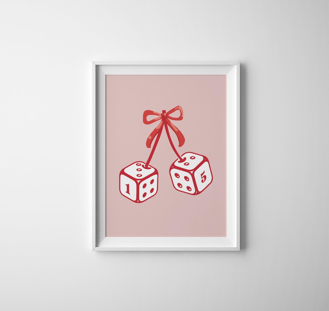Cherry Dice Wall Art Cute Unique Design Girly Wall Decor Coquette ...