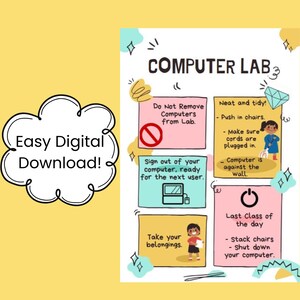 Computer Lab Rules Poster - Etsy