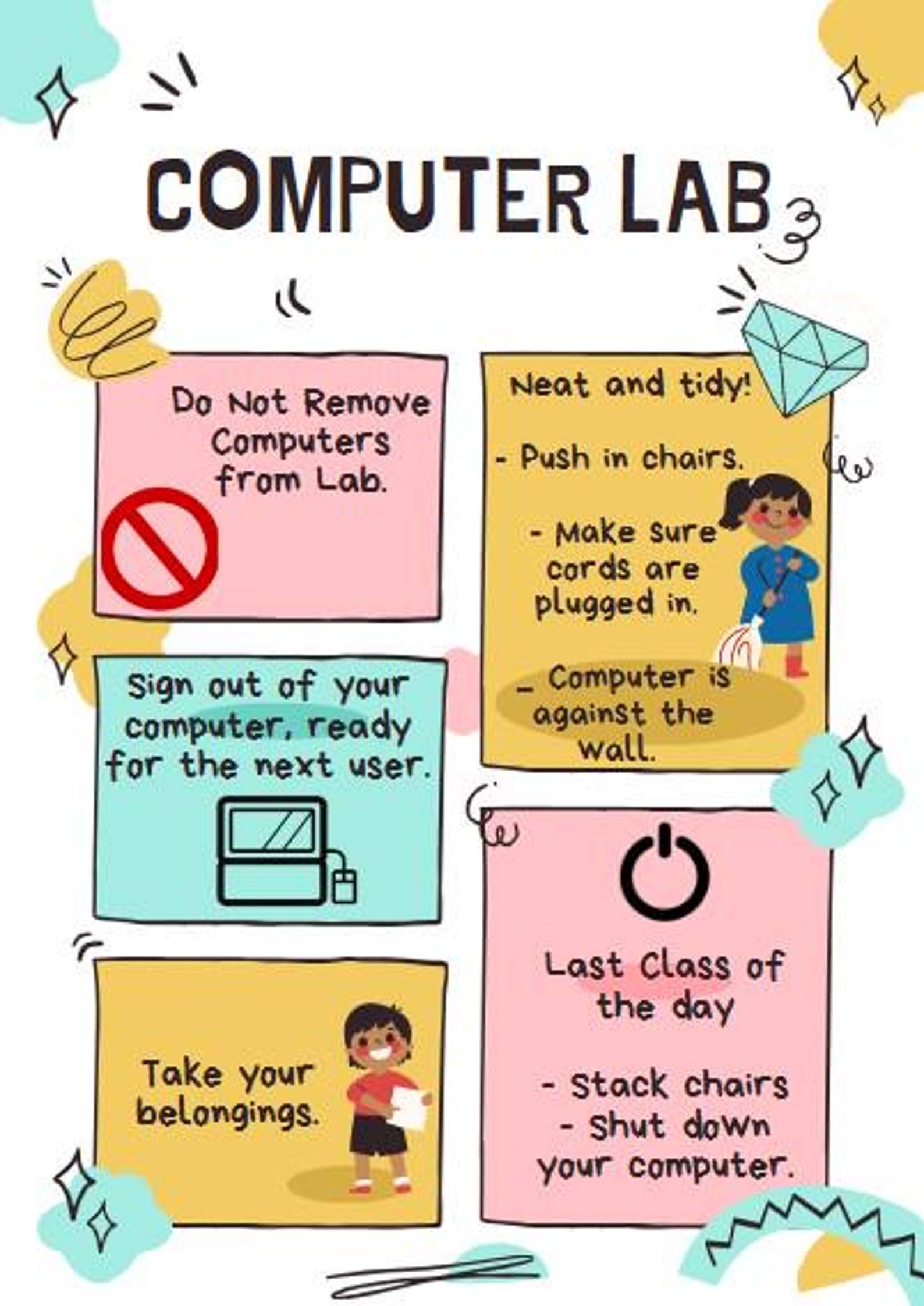 Computer Lab Rules Poster - Etsy