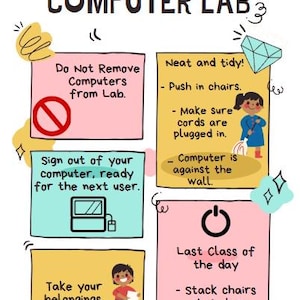 Computer Lab Rules Poster - Etsy