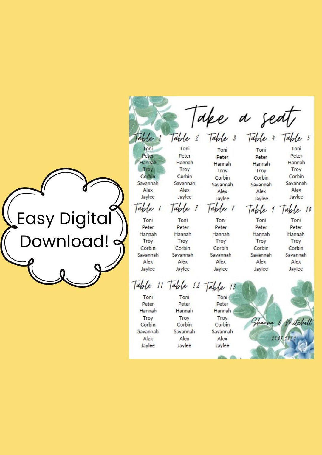 Wedding Table Seating Plan Display - Etsy