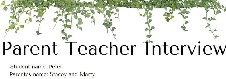 Parent Teacher Interview Template - Etsy