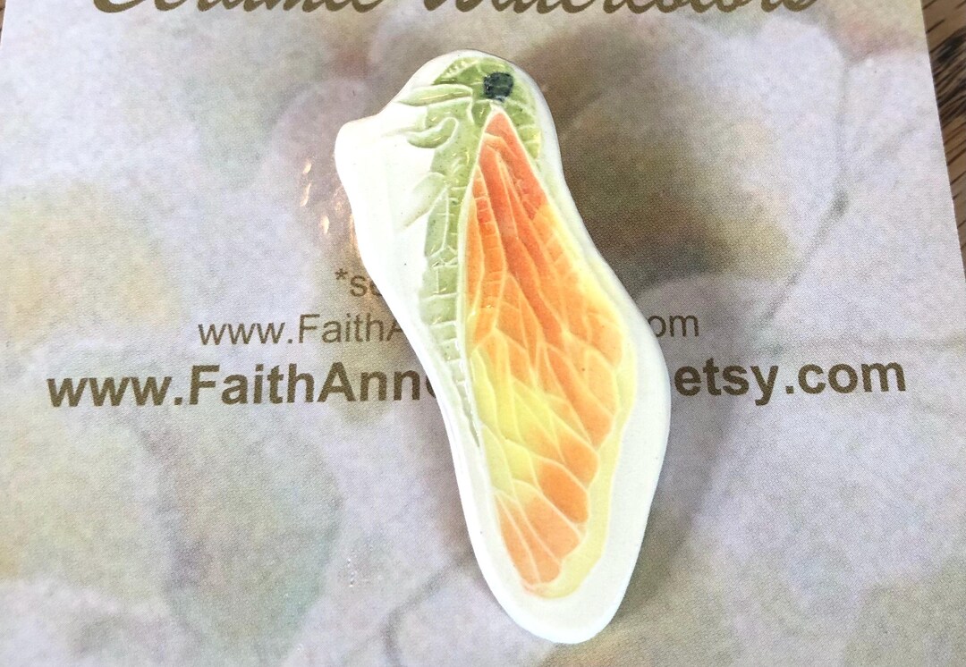 LOCUST PIN Handmade Lapel Pin Hand Carved Ceramic. Arrives Gift Bagged ...