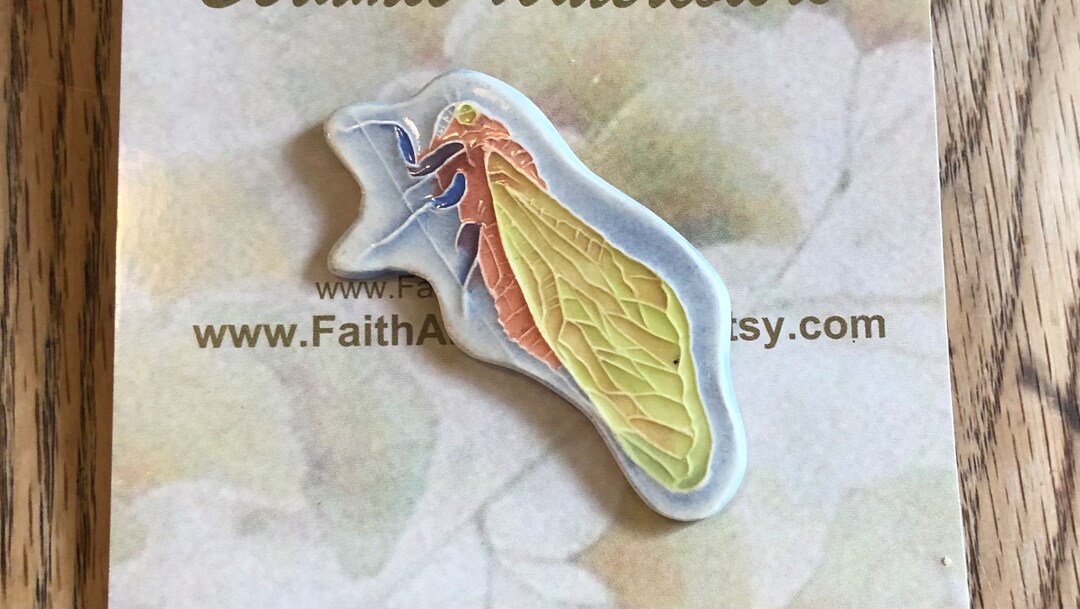 LOCUST LAPEL PIN! Charming One of a Kind, Handmade Ceramic Lapel Pin ...
