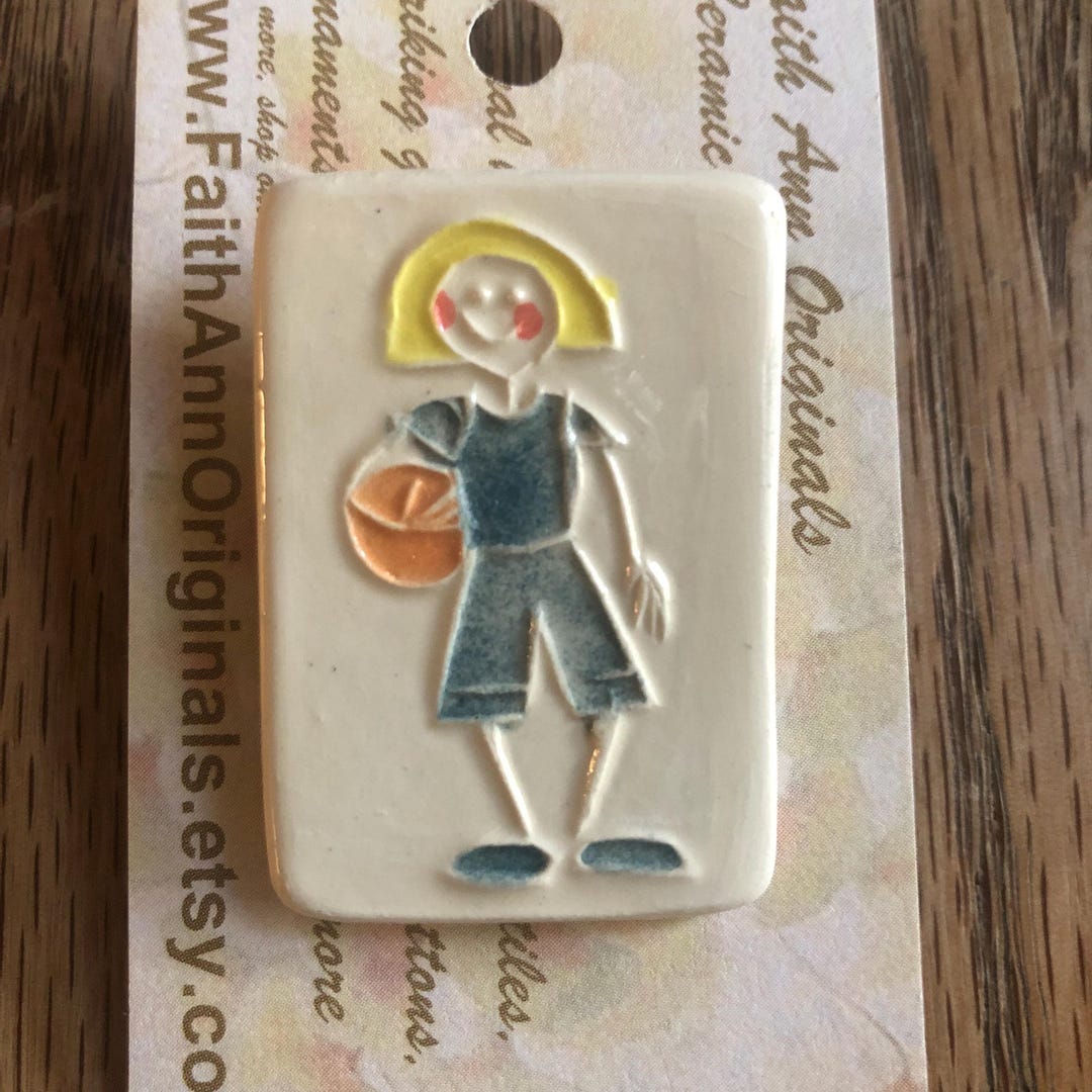 Basketball Player LAPEL PIN Charming One of a Kind, Handmade Ceramic ...
