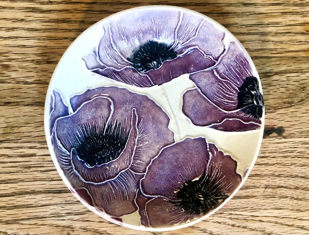 Purple Poppy Ring Dish! Unique Handmade Gift. Arrives Nicely Gift ...