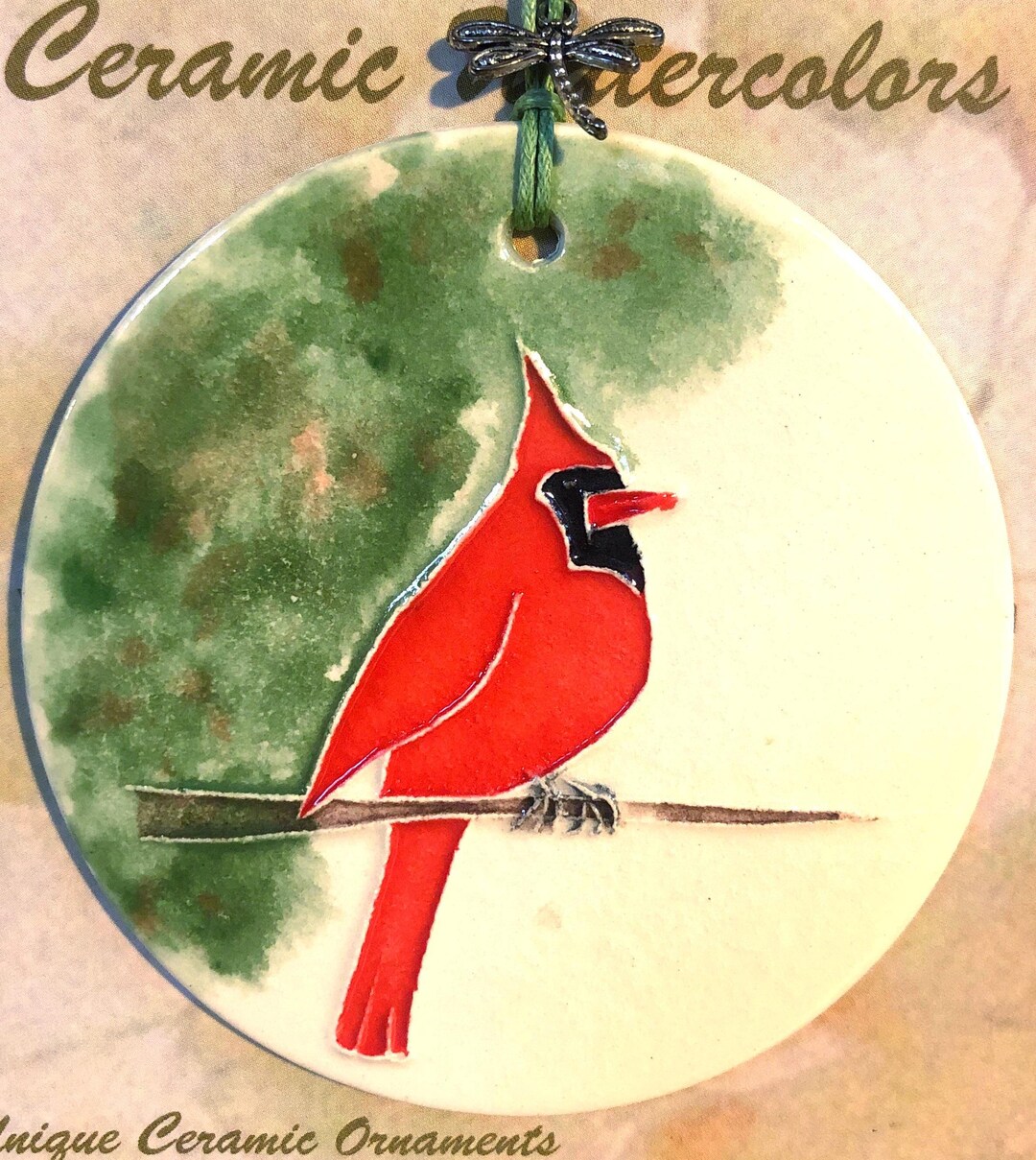 RED CARDINAL ORNAMENT! Handmade, Unique Ceramic Gift. Lightweight ...
