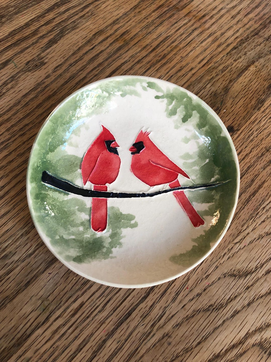 Cardinal Dish! Cardinals in a Handmade Ring, Soap, Treat, Anything Dish ...