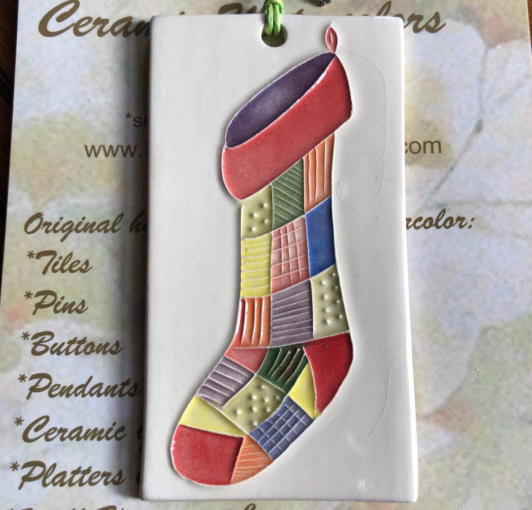 STOCKING HUNG by the CHIMNEY Handmade Ornament Ceramic - Etsy
