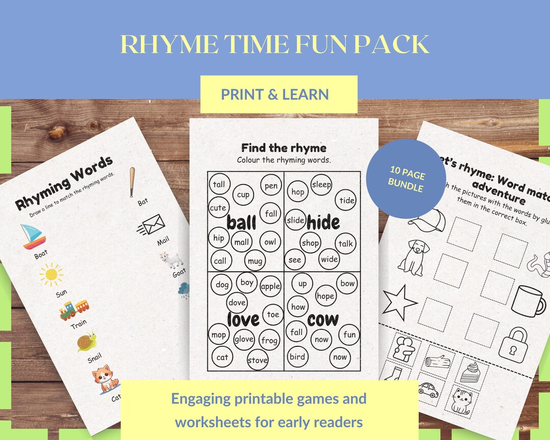 Rhyming Activities for Kids, Fun Phonics Games, Printable Rhyming ...