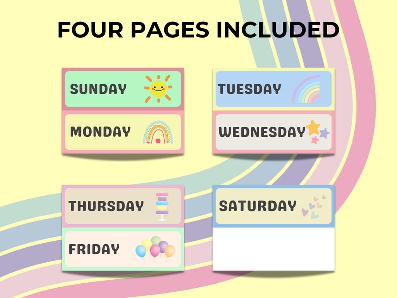 Days of the Week Printable Labels for Kids Educational Learning Tool ...