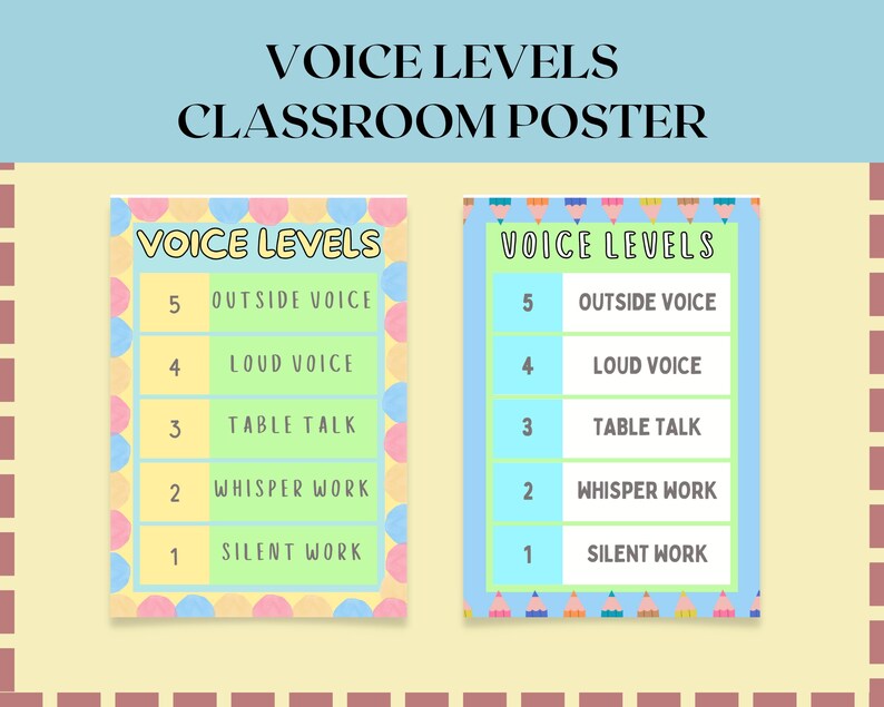 Voice Level Poster, Classroom Poster Printable, Posters for Teachers ...