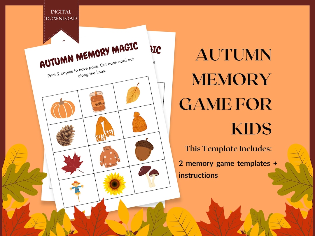 Fall Games for Kids Printable, Autumn Classroom Activities, Party Games ...