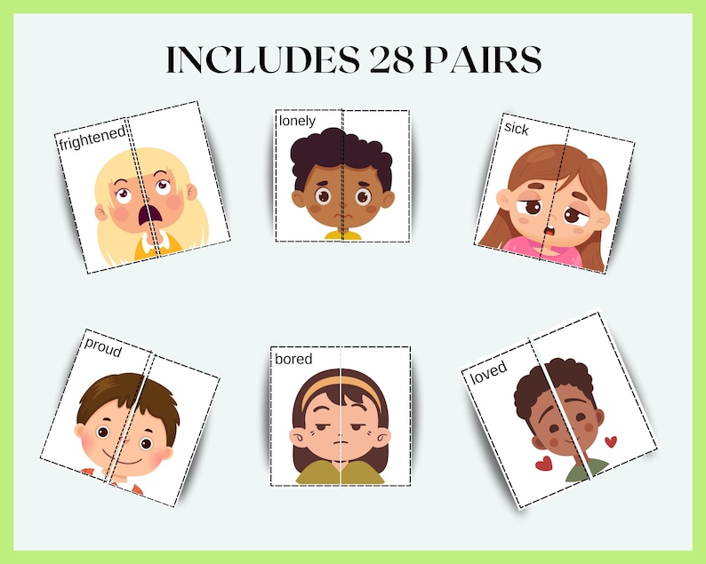 Emotion Matching Game, Spin and Match Activity, Feelings Recognition ...