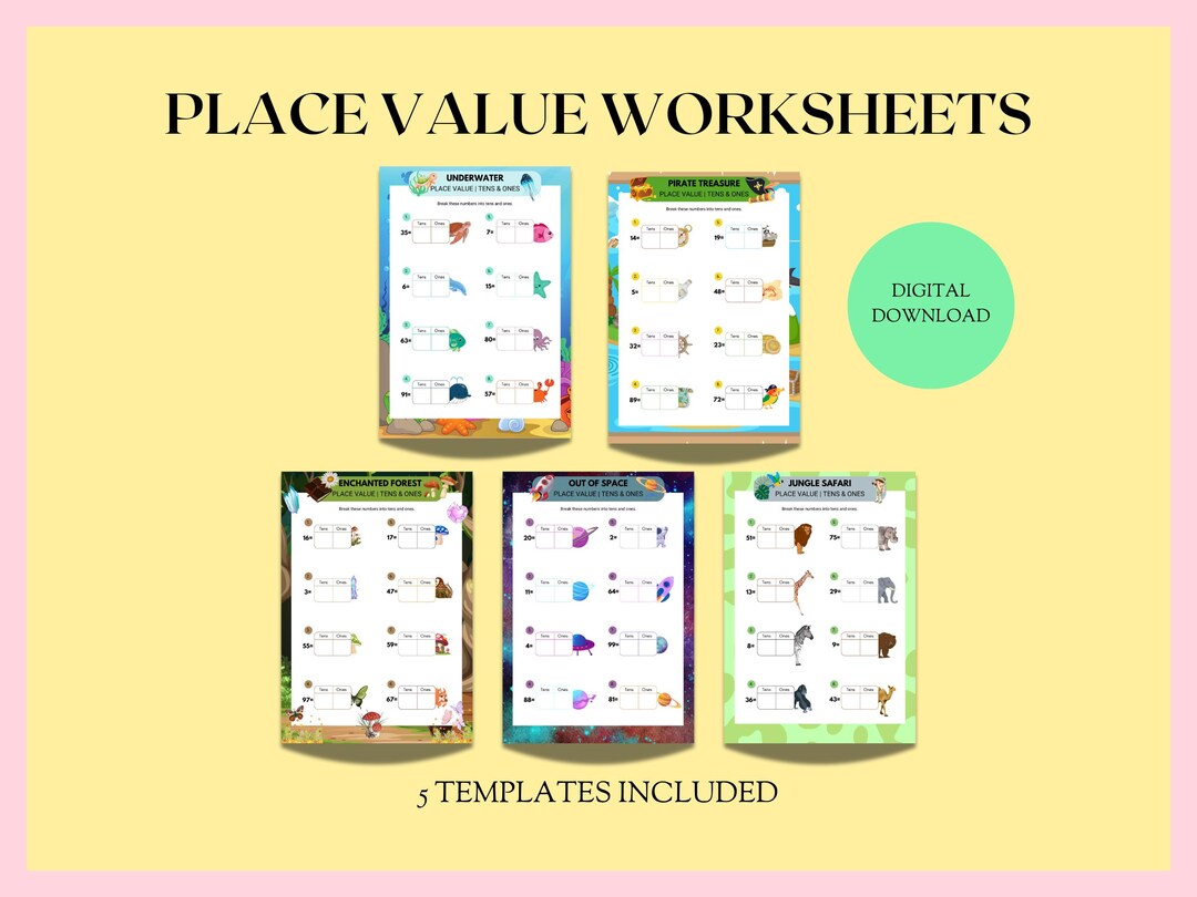 Place Value Worksheets for 1st Grade Math Activity Fun Educational ...