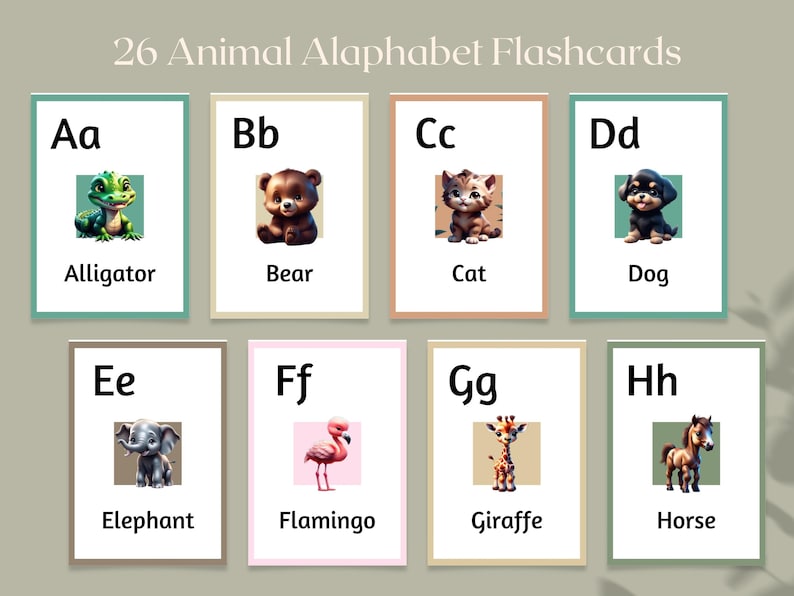 26 Alphabet Flash Cards, Letter Flashcards, Alphabet Printable Cards ...
