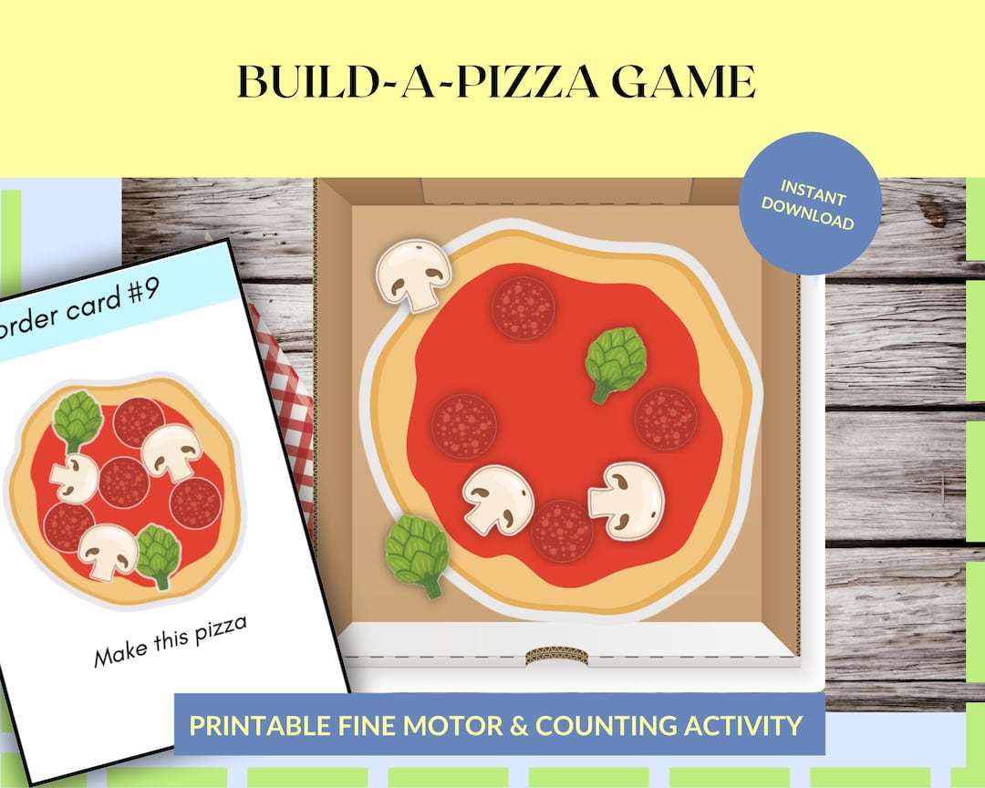 Build a Pizza Game for Kids, Printable Pizza Making Activity, Pretend ...