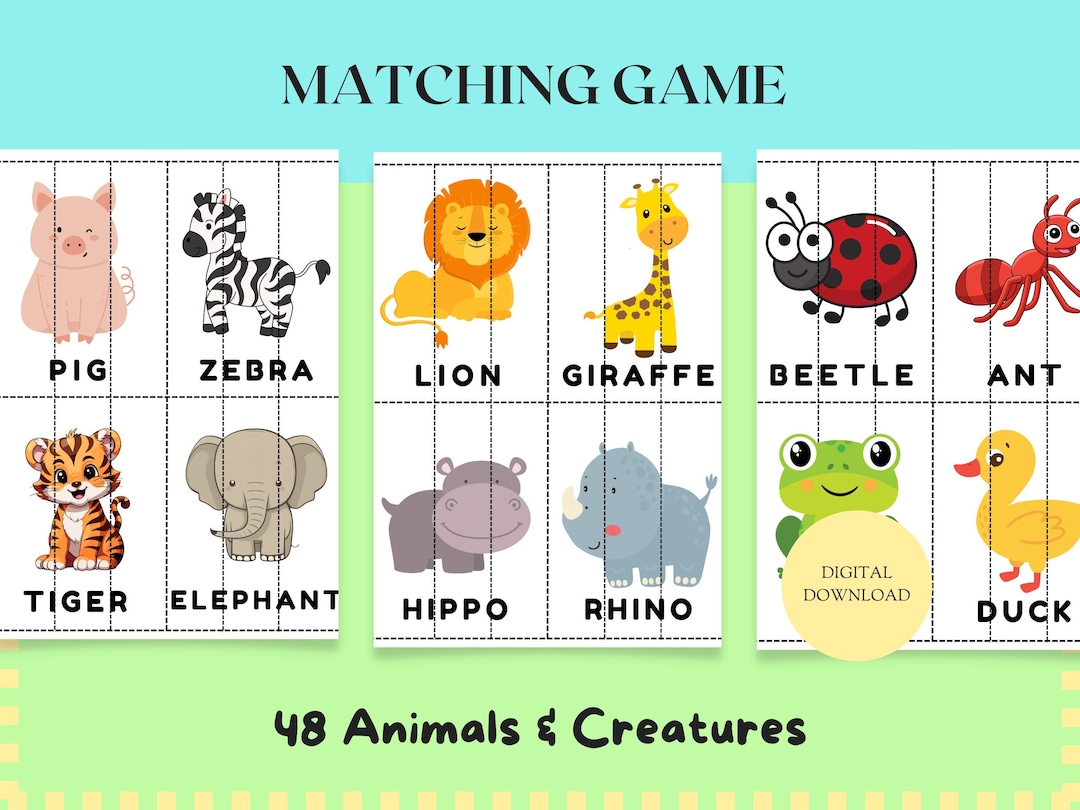 Animal Matching Game Printable | Fun Educational Game for Toddlers ...