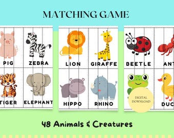 Farm Animal Activity Matching Game - Etsy