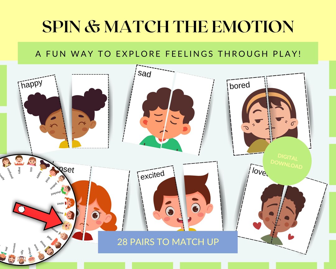 Emotion Matching Game Printable | Preschool Emotions Game | Facial ...