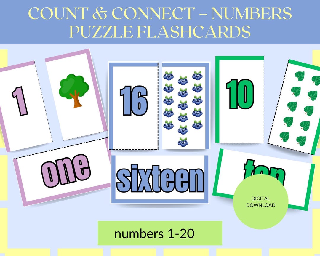 Flashcards for Kids, Puzzles for Kids, Counting Cards, Preschool Math ...