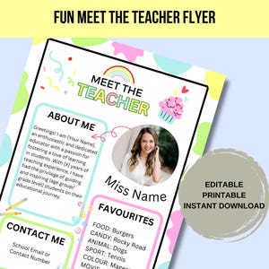Editable Meet the Teacher Template With a Fun Theme | Printable Teacher ...