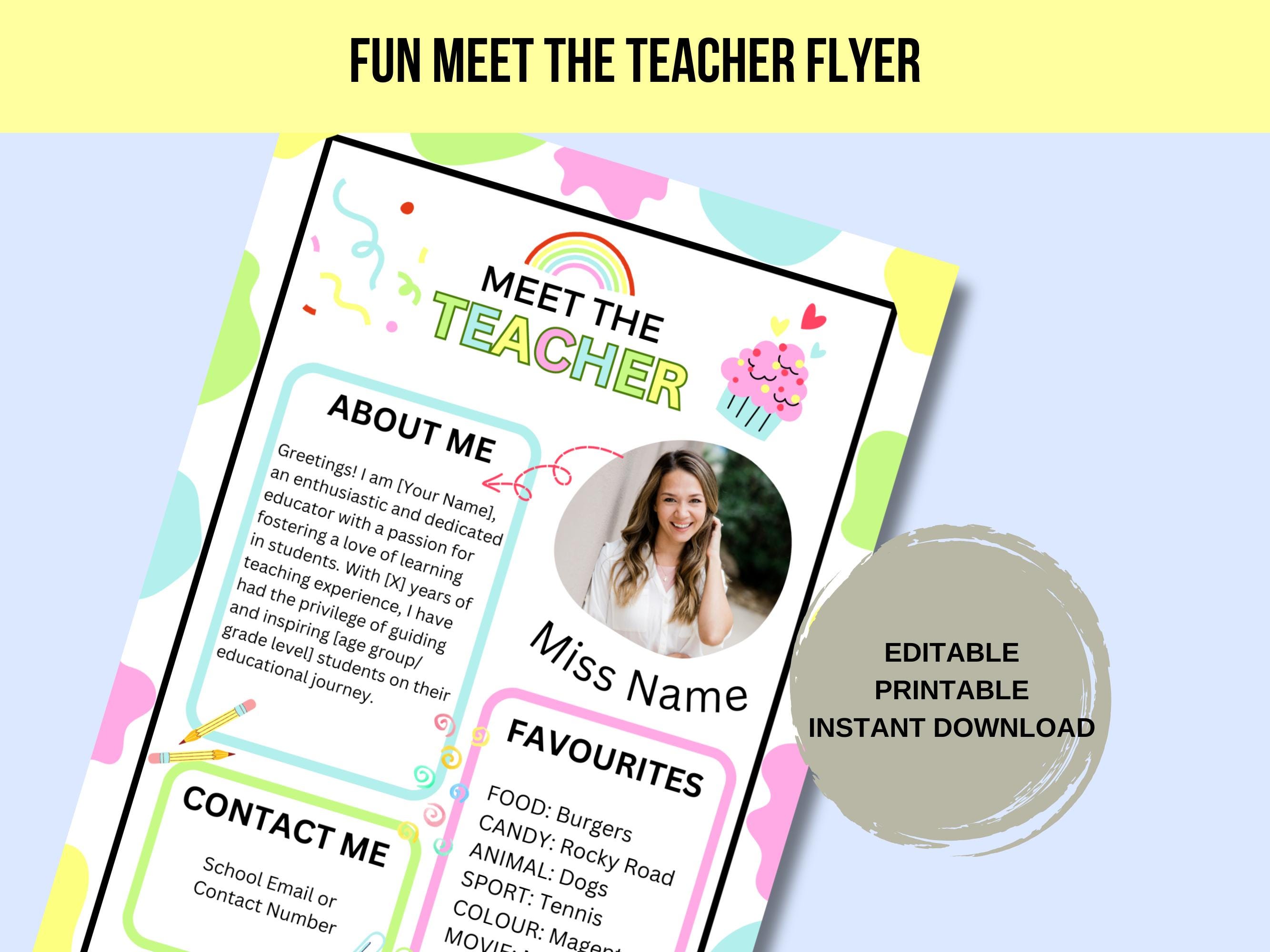 Editable Meet the Teacher Template With a Fun Theme | Printable Teacher ...