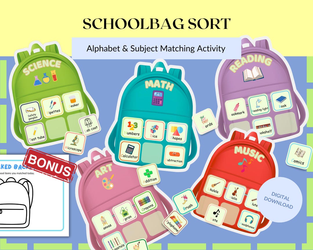 Alphabet Learning, ABC & School Subject Sorting Game, Fun Alphabet ...